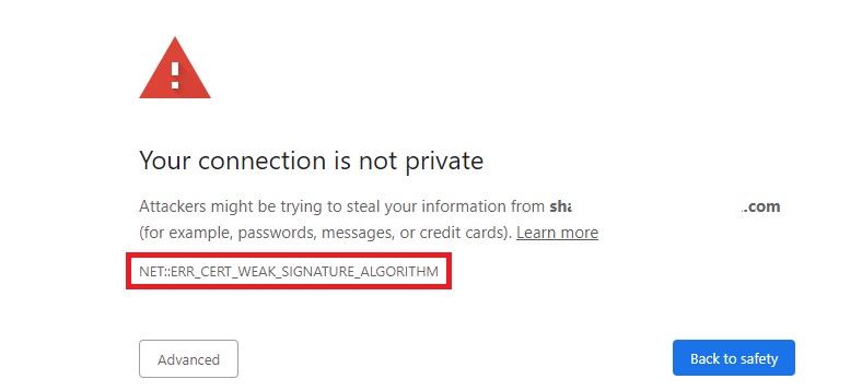 Net::err_cert_weak_signature_algorithm – CapraHost